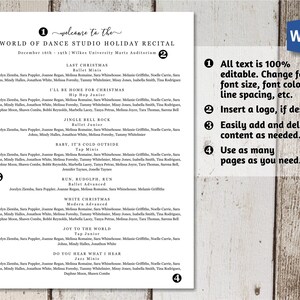 Dance Recital Program Template - Printable Piano Recital - Word, PDF ...