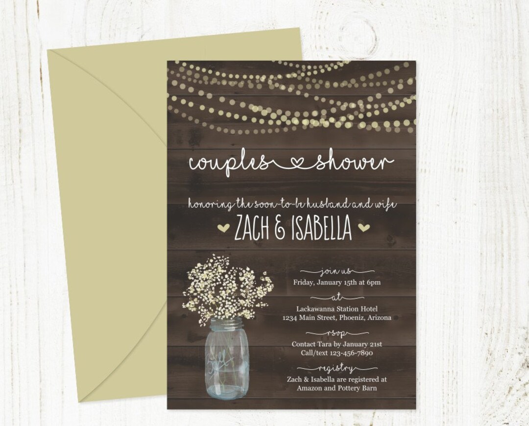 Rustic Couple Shower Invitation Printable Template Bridal, Wedding ...