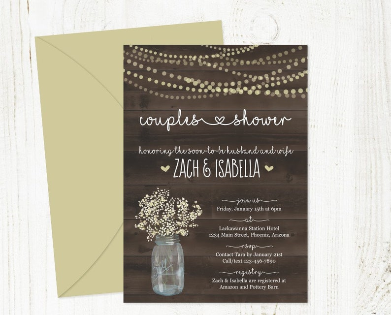 Rustic Couple Shower Invitation Printable Template Bridal | Etsy