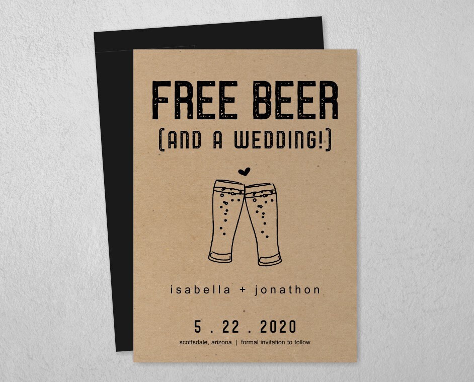 Free Beer Funny Save the Date Card, Printable Invitation Template ...