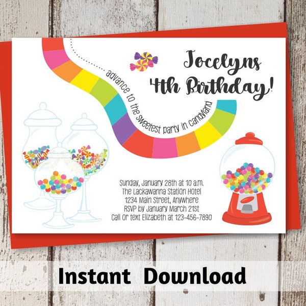 Candyland Invitation - Etsy