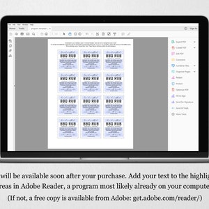 BBQ Rub Label Template, Printable Homemade Barbeque Seasoning Blend Jar ...