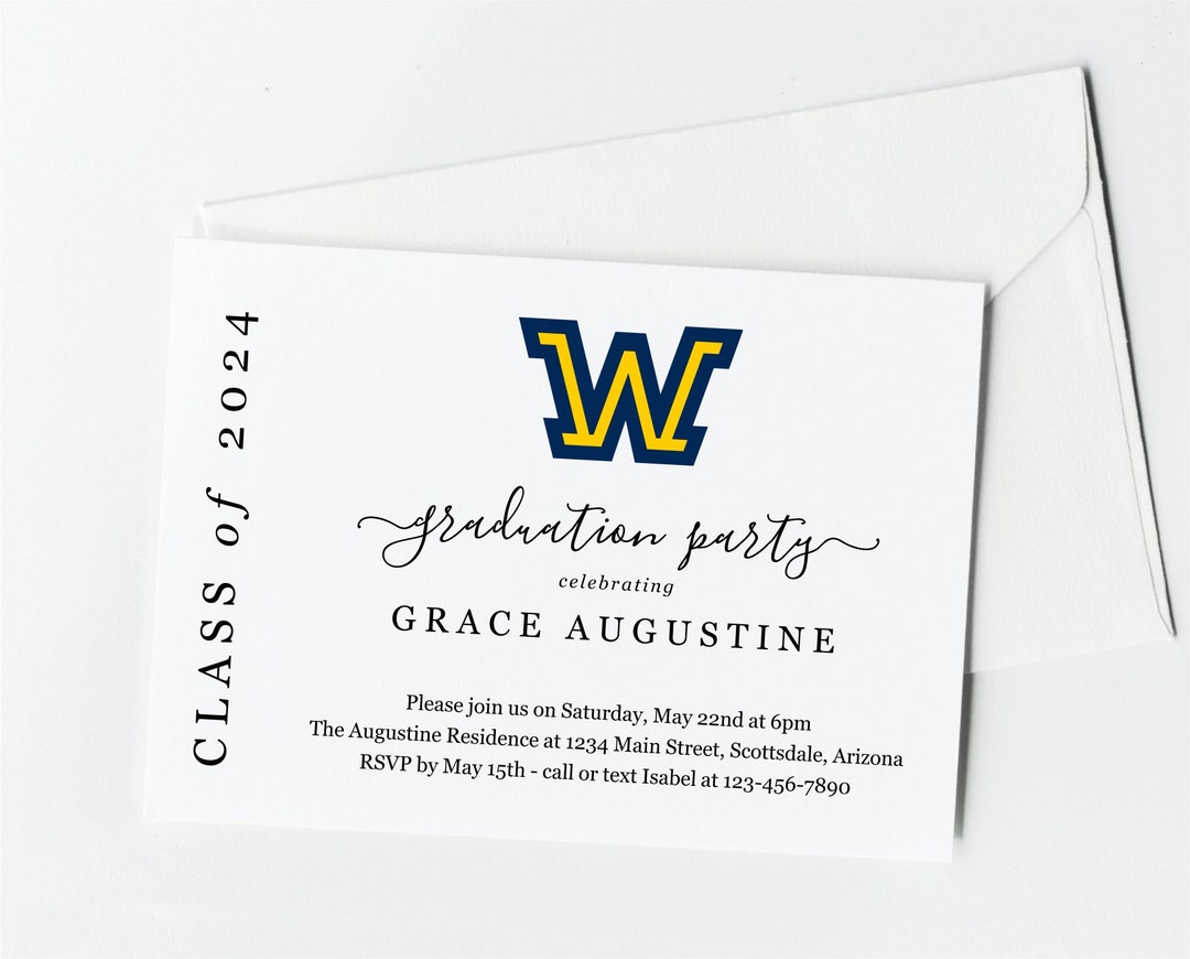 College Graduation Party Invitation Insert With School Logo, Printable ...