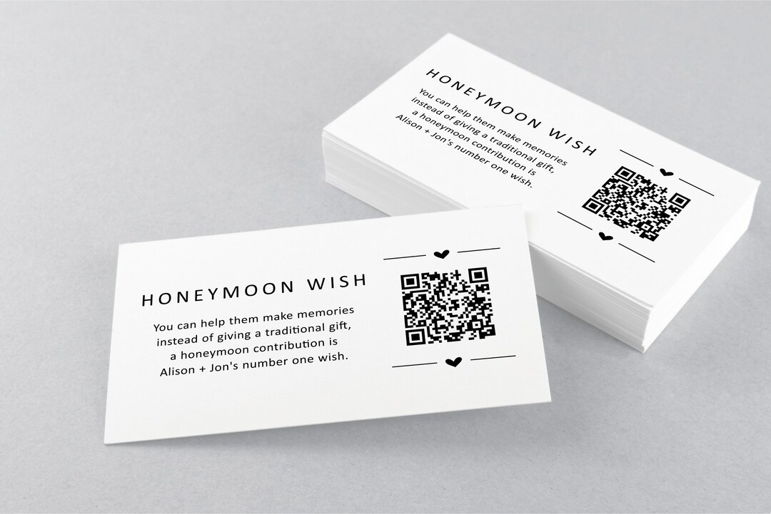 Honeymoon Wish Card With QR Code, Wedding Honeymoon Fund Insert ...