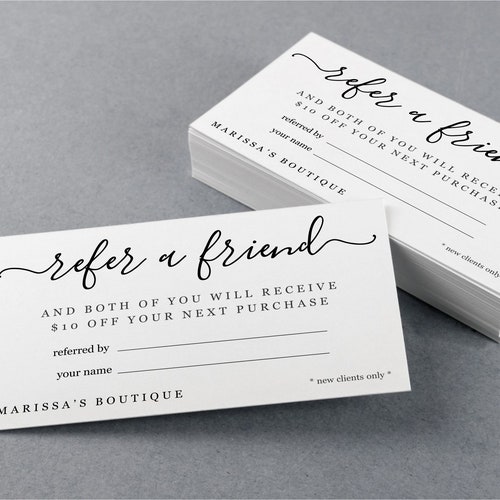 Printable Referral Card Template Refer a Friend Simple - Etsy
