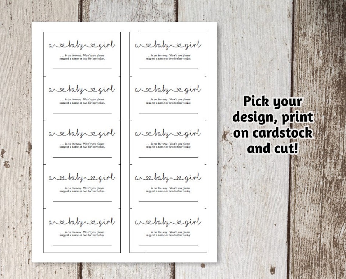 Baby Name Suggestions Card Printable Template, Gender Reveal, Baby ...