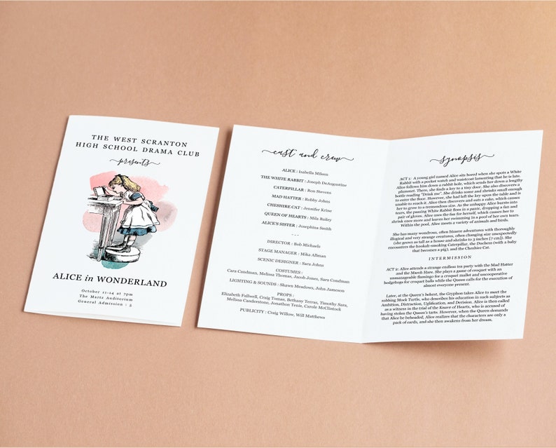 School Play Program Playbill Template Printable Theatre - Etsy