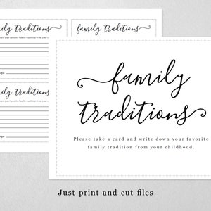 Printable Family Traditions Sign & Card Templates, Baby Shower Game ...