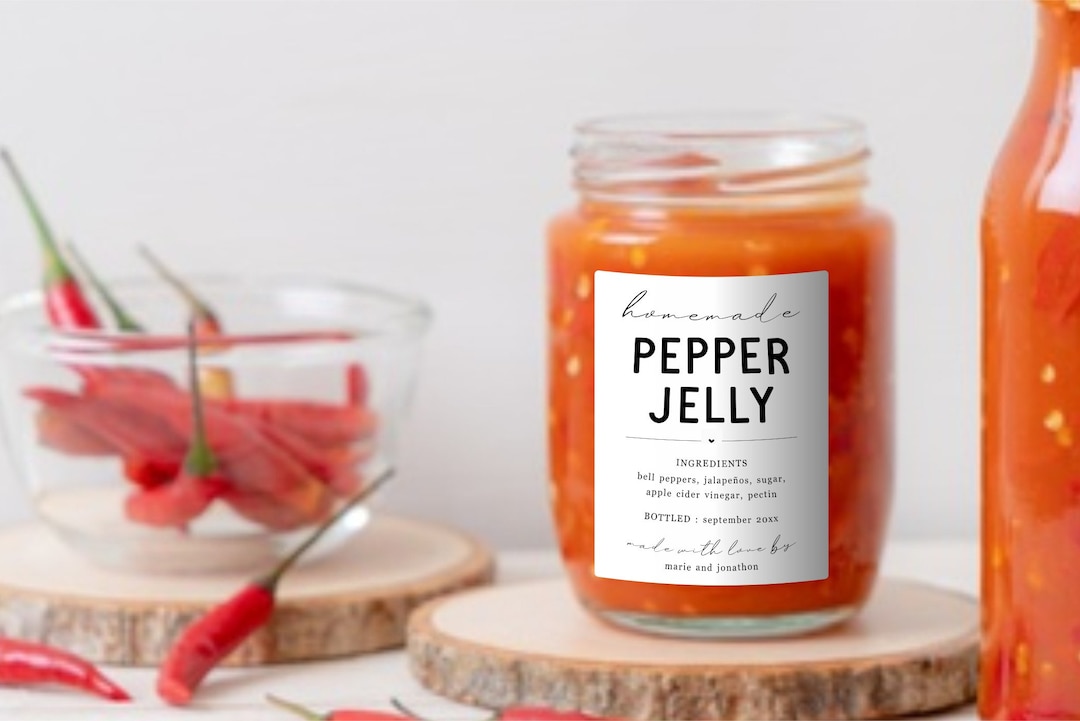 Homemade Pepper Jelly Label Template - Printable Made With Love Gift ...