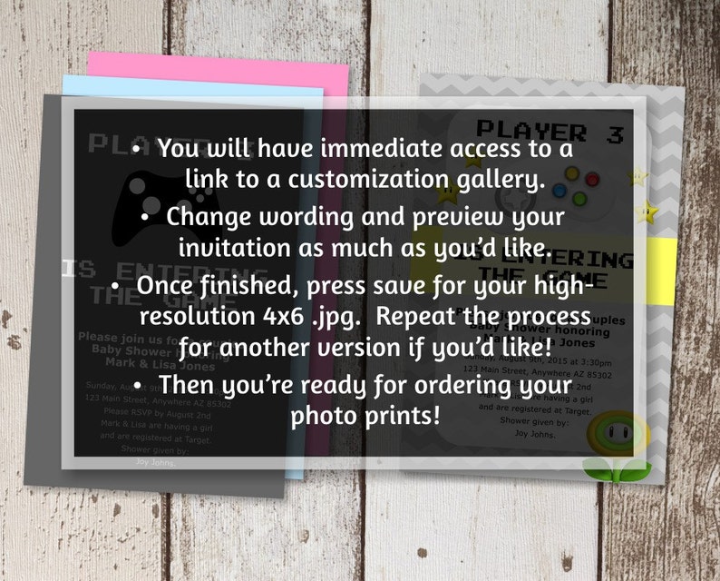 Video Game Invitation Baby Shower Instant digital file | Etsy