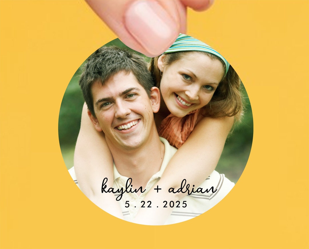 Printable Wedding Photo Sticker Template, Favor Label, Couple Bridal ...