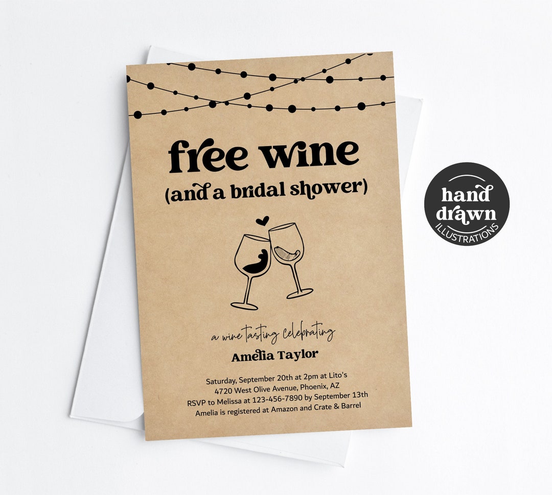Funny Wine Tasting Bridal Shower Invitation Template, Fun Free Wine ...