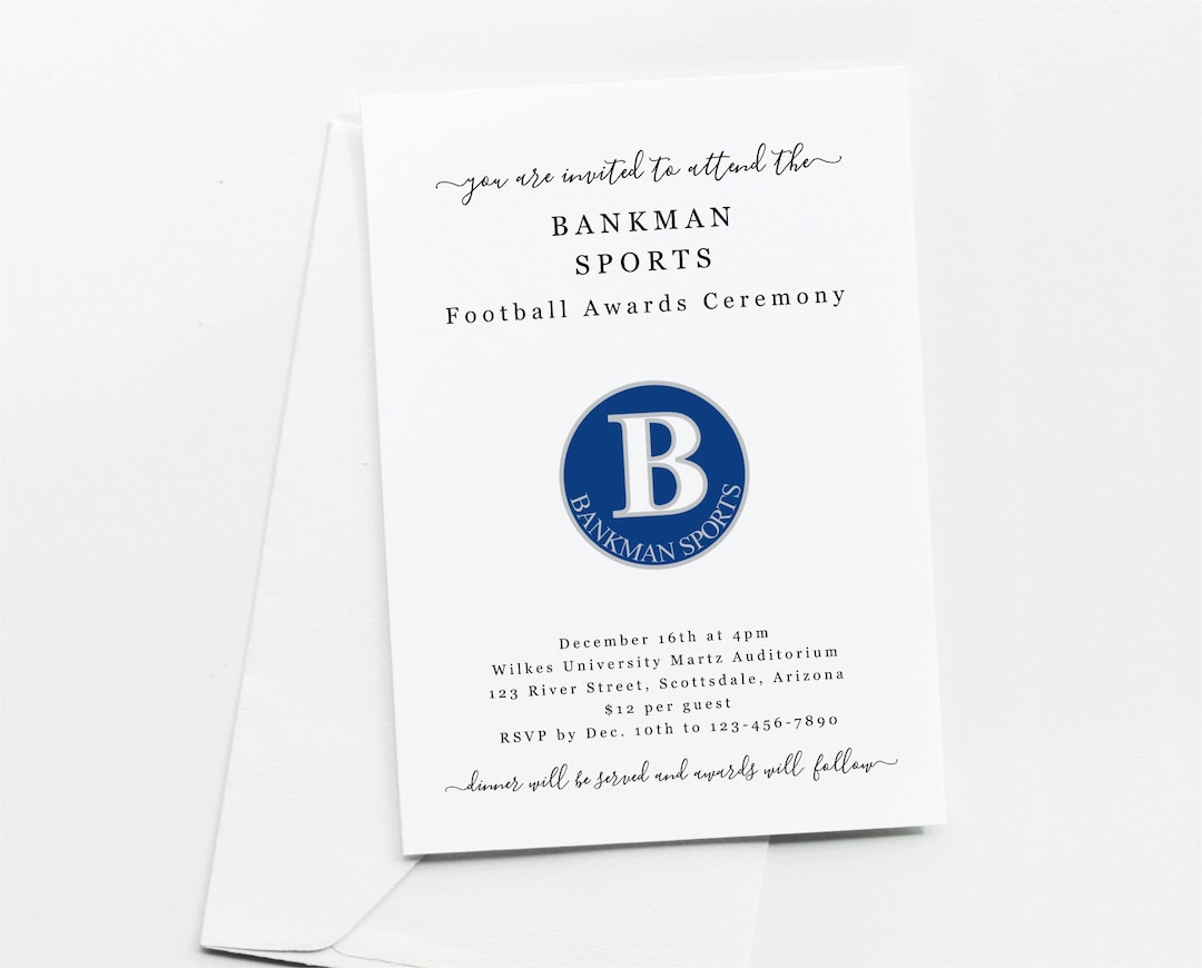 Sports Award Banquet Invitation Template, Printable Printable Football ...