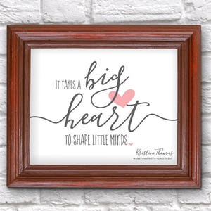 Personalized It Takes a Big Heart to Shape Little Minds Wall Art ...