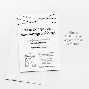 Funny Beer Wedding Invitation Template - Fun Brewery Printable Set ...
