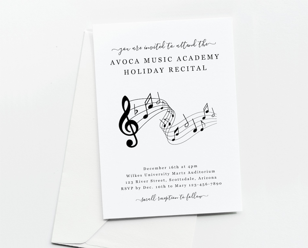 Music Studio Recital Invitation Template, Printable Piano Violin Voice ...