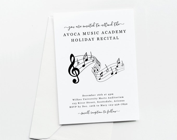 Music Notes Invitation, Musical Party, Sheet Music Invitation, Music ...