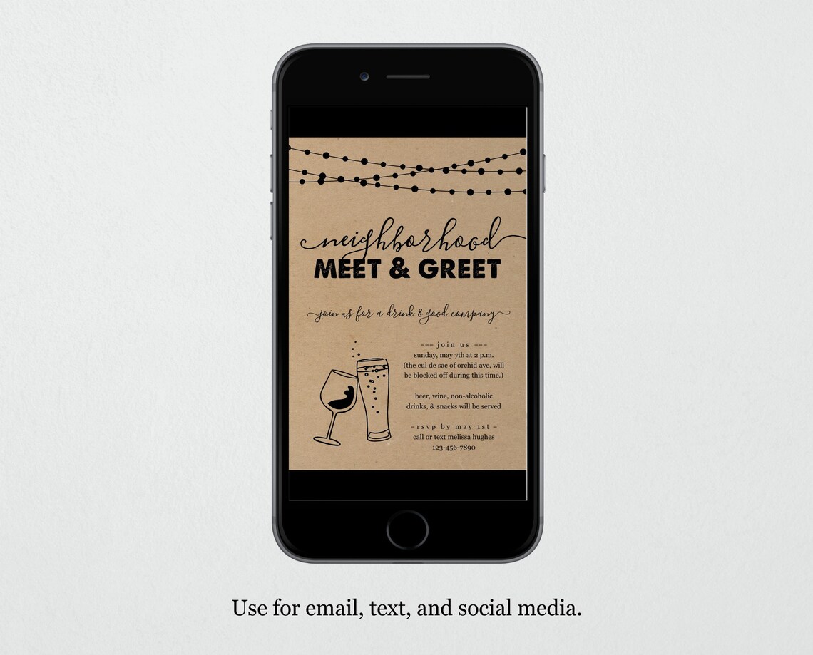 Neighborhood Meet & Greet Invitation Template, Printable Meet the ...