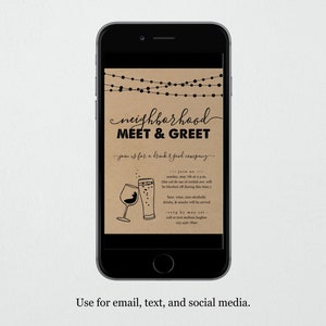 Neighborhood Meet & Greet Invitation Template, Printable Meet the ...