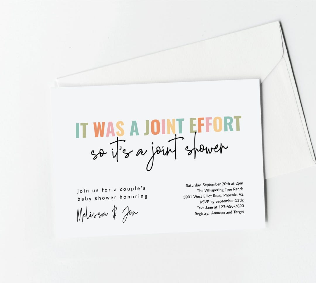 Funny Joint Baby Shower Invitation Template, Printable Couple's Simple ...