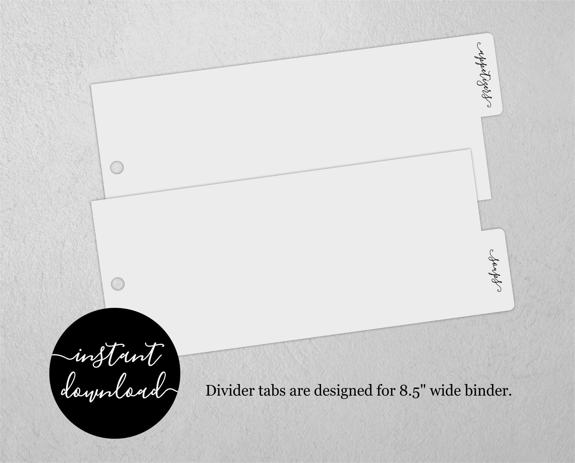 Editable Recipe Binder Divider Template Printable Full Page Size 8 5