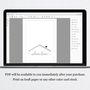 Printable Welcome Home Card Template, Blank Folded New Home Notecard ...