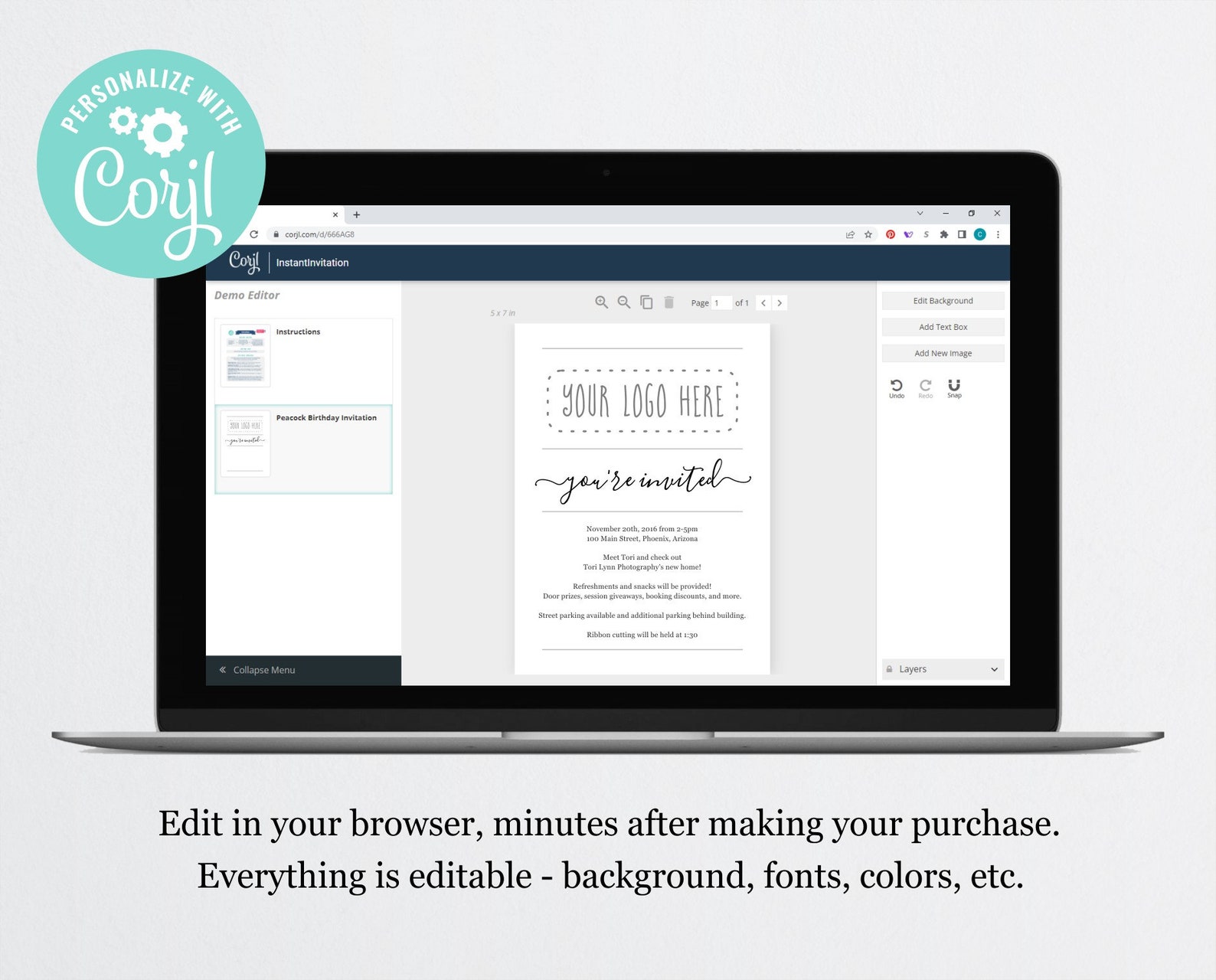 Simple Business Invitation Template, Add Logo, Printable Business ...