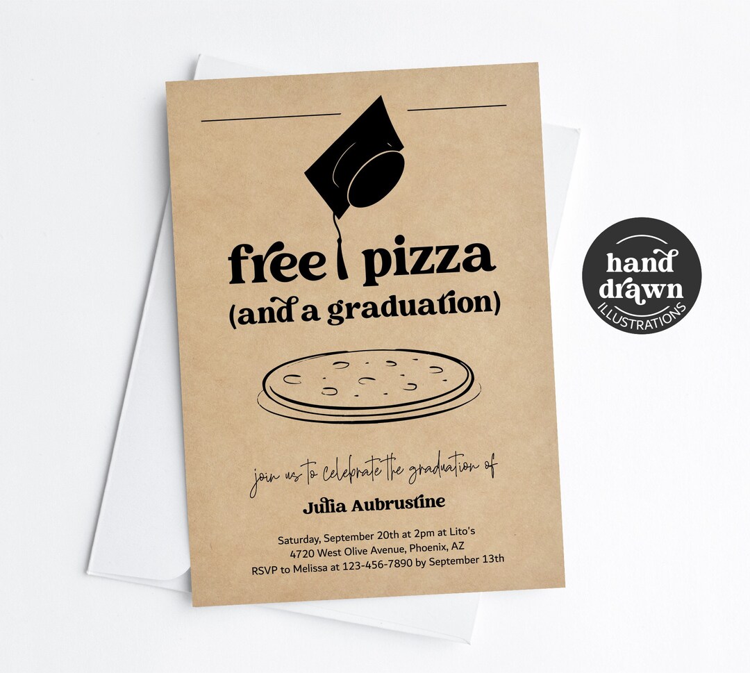 Pizza Graduation Party Invitation Template, Printable Fun Funny 2025 ...