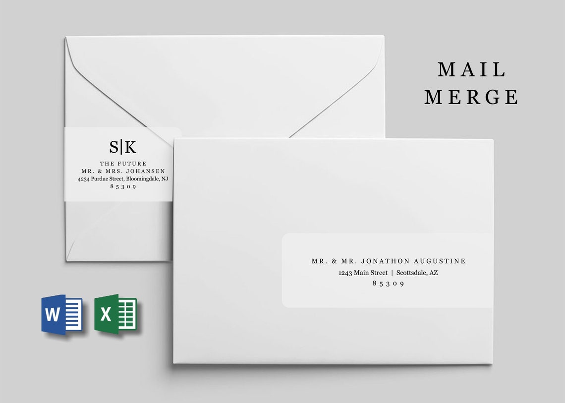 Mail Merge Address Template for Wraparound Labels Microsoft - Etsy
