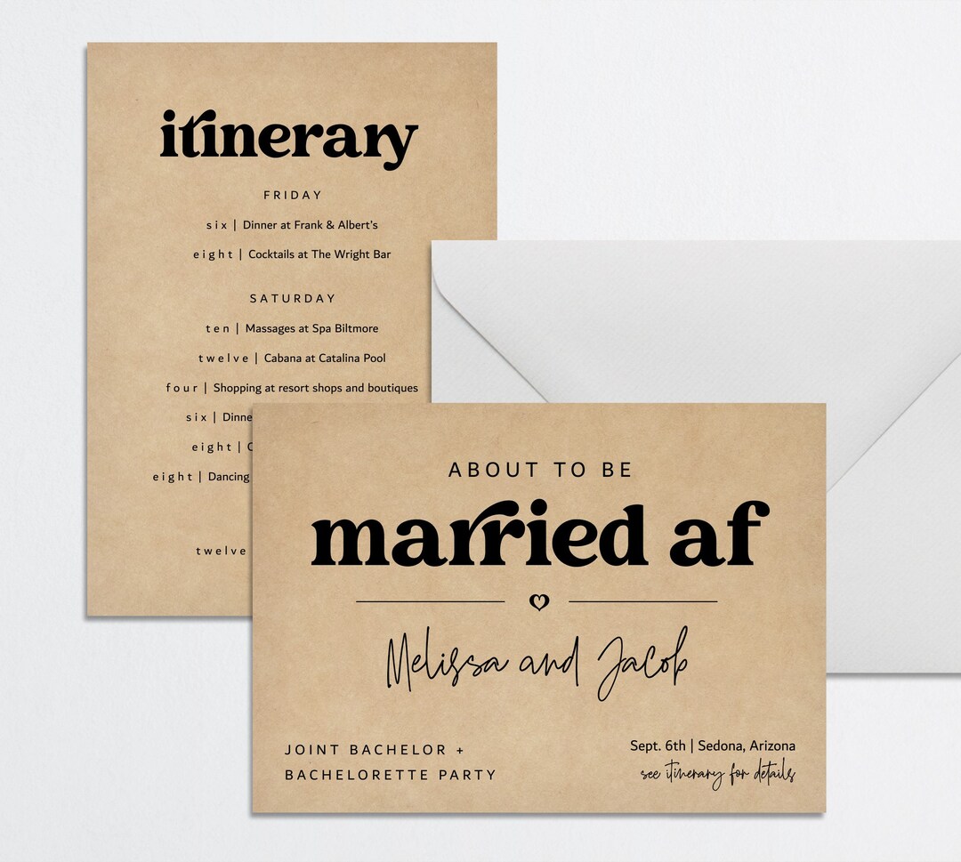 Joint Bachelor & Bachelorette Party Invitation Itinerary Template ...