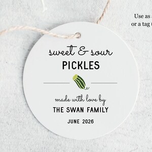 Pickle Label Template, Printable Homemade Dill Pickle Favor Sticker or ...