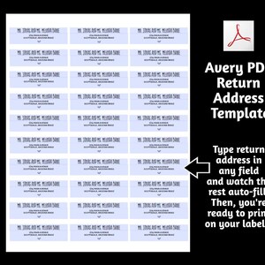 Printable Address Template for Envelope Labels Avery 2 X 4 & 1 X 2-5/8 ...