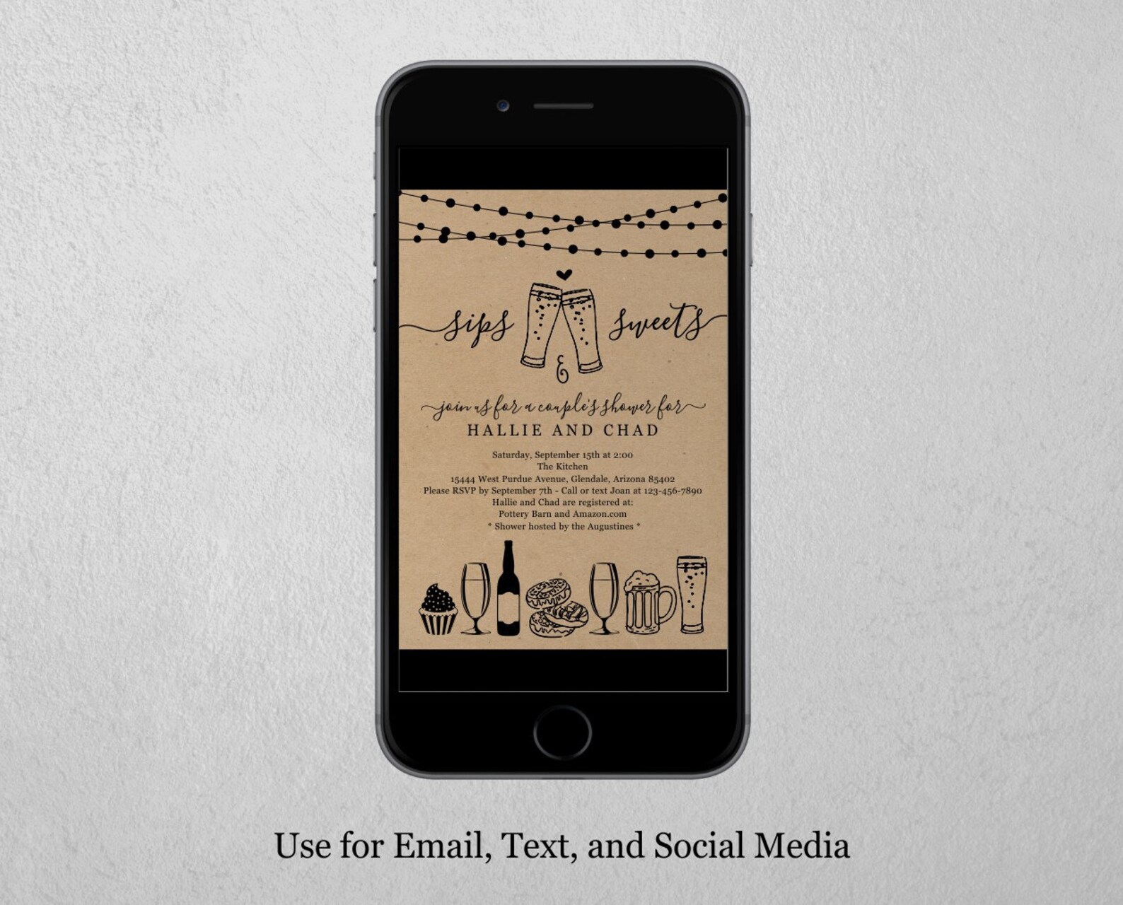 Sips & Sweet Couple Shower Invitation Template Beer and - Etsy