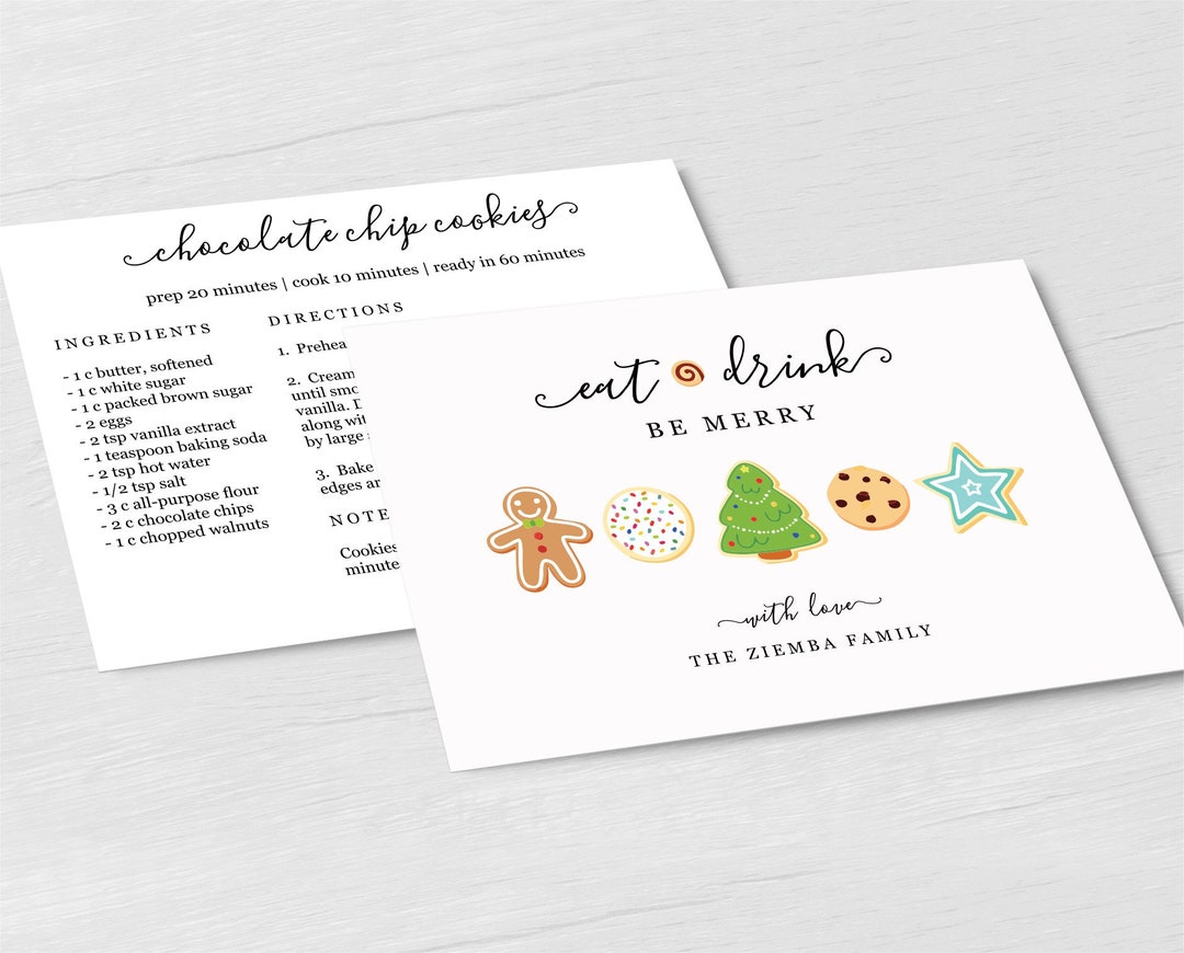 Editable Recipe Christmas Card Template Send Your Favorite Recipe as a ...