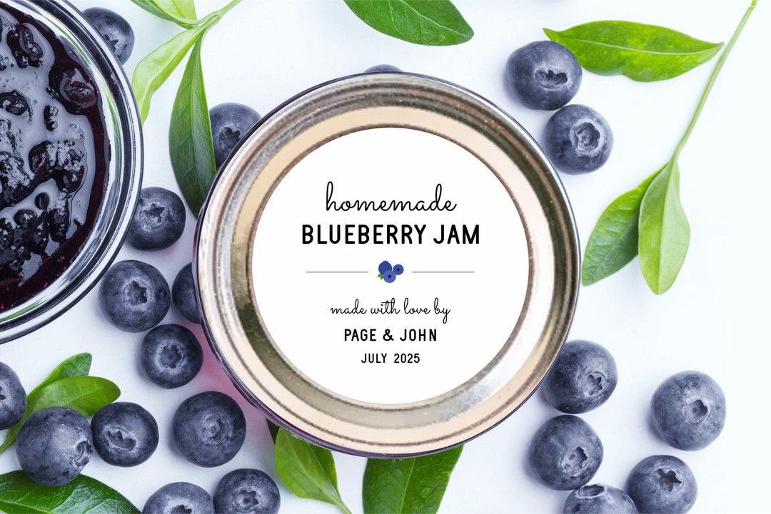 Homemade Blueberry Jam Label, Favor Sticker or Tags Template, Printable ...