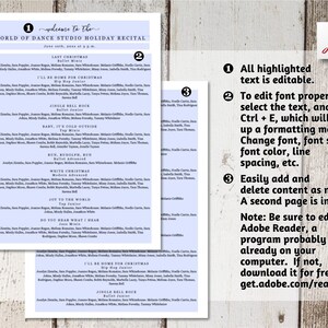 Dance Recital Program Template - Printable Piano Recital - Word, PDF ...