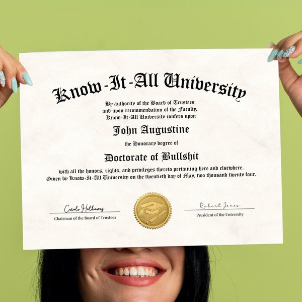 Joke Certificate - Etsy