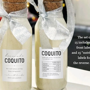 Homemade Coquito Label - Set of 15 Personalized Puerto Rican Eggnog Gift Stickers - Water & Oil ...
