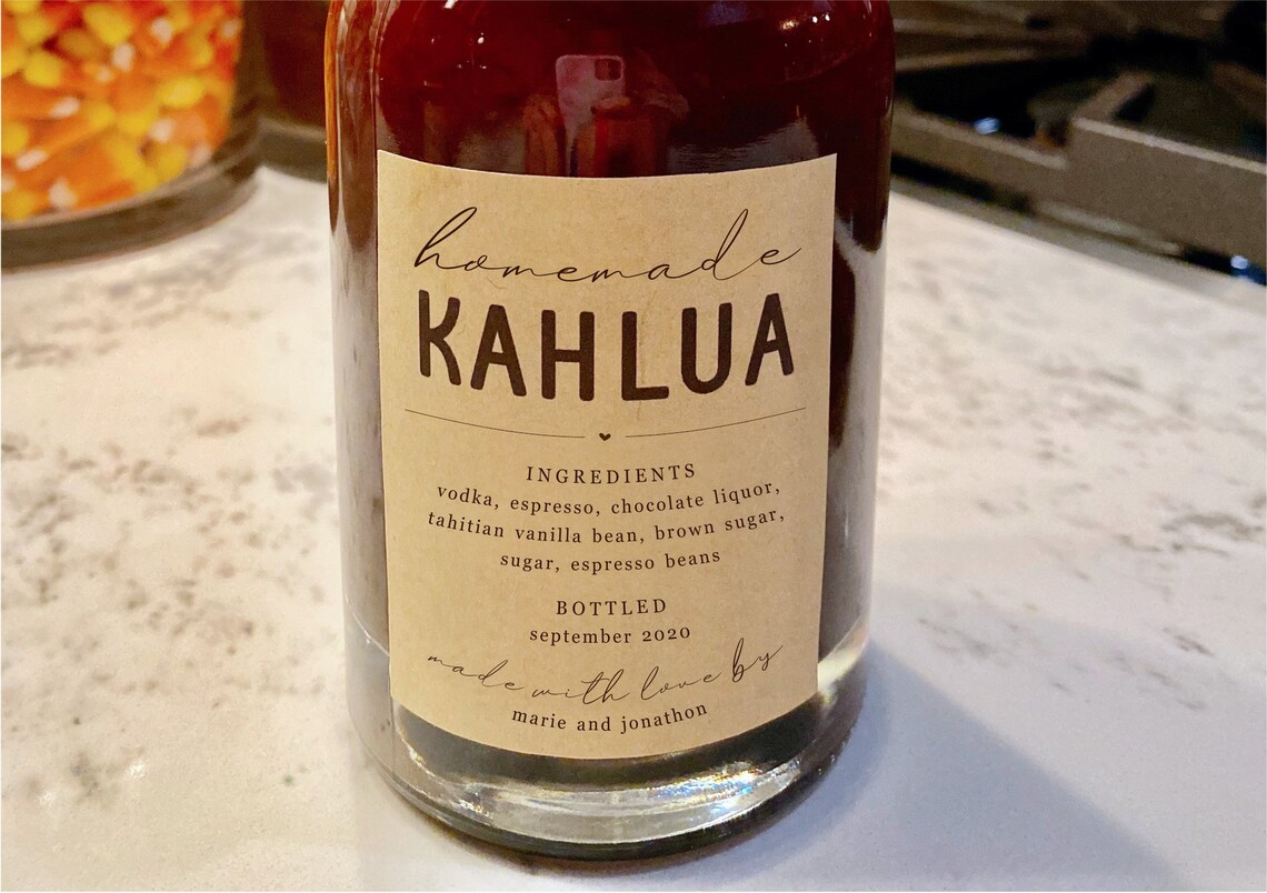 Homemade Kahlua Label Template Printable Gift Sticker | Etsy Canada