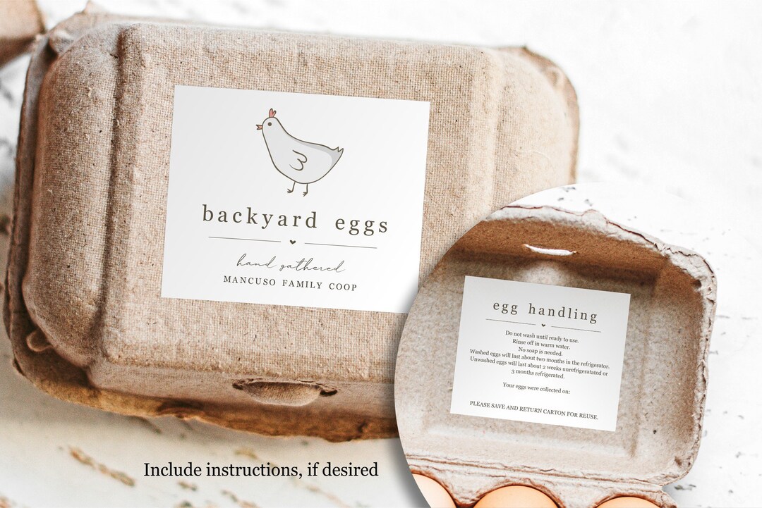 Egg Carton Labels and Handling Instructions - Set of 9 (18 in All ...