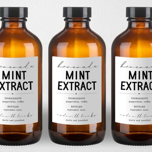Homemade Mint Extract Label Template - Printable Gift Sticker ...