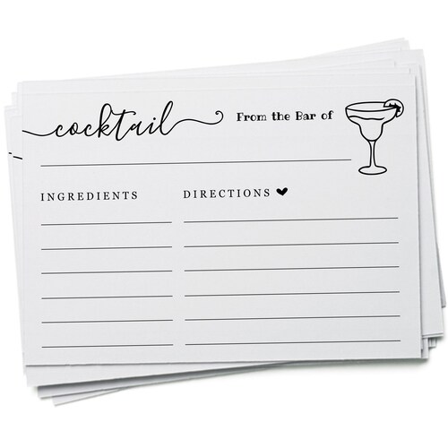 Editable Cocktail Recipe Card Template Printable Bar Drink - Etsy