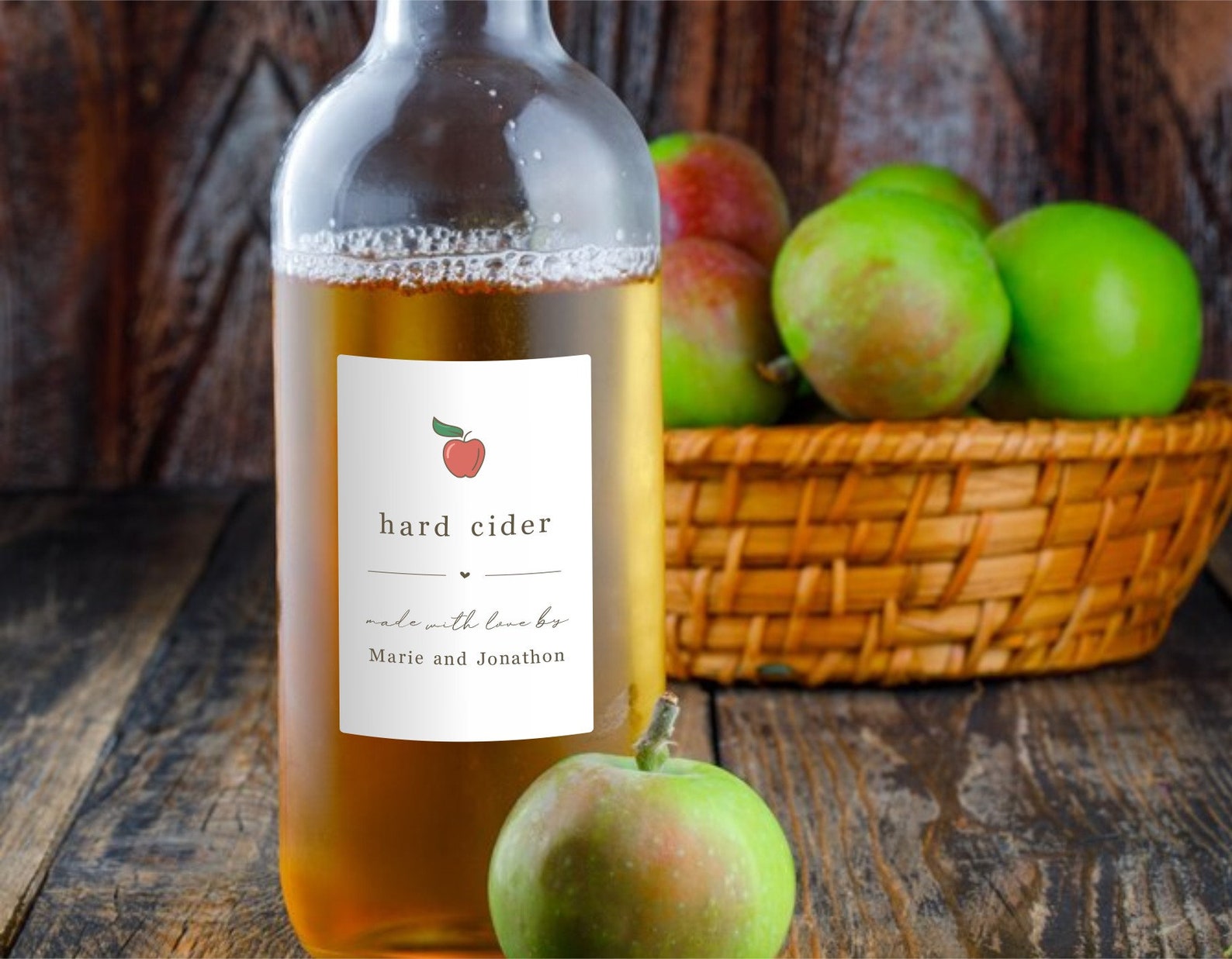 Homemade Apple Cider Label Template - Printable Hard Cider Bottle Gift ...
