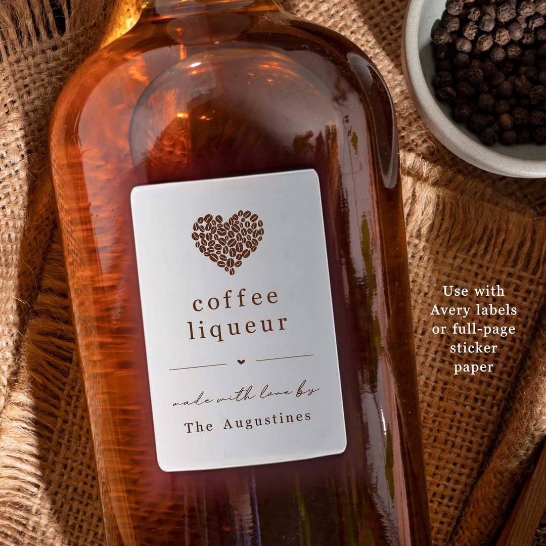 Homemade Coffee Liqueur Label Template Printable Gift Sticker ...