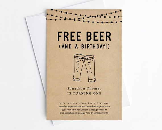 Free Beer Funny Kids Birthday Party Invitation Template Fun | Etsy
