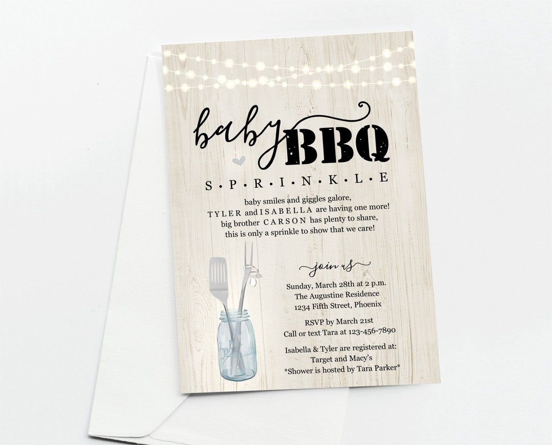 Baby Sprinkle BBQ Invitation Template, Printable Gender Neutral Couple ...