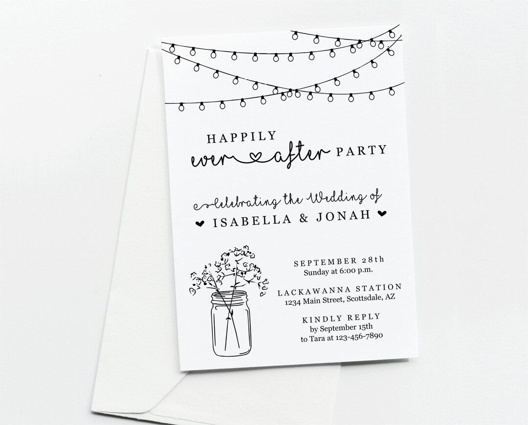 Wedding Reception Only Invitation Template, Printable Rustic Mason Jar ...