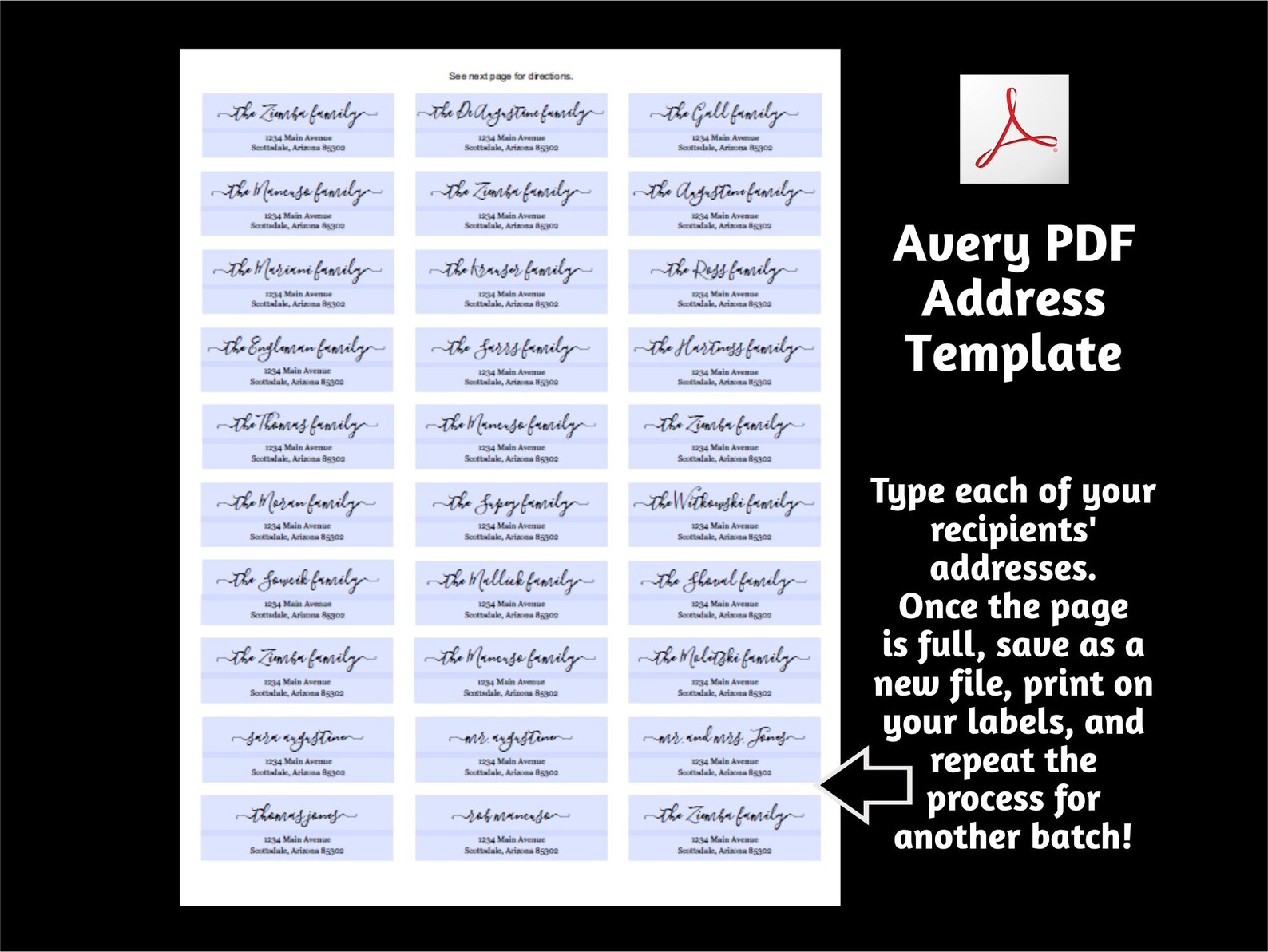 Address Label Template Printable Envelope Label Avery 1 X - Etsy