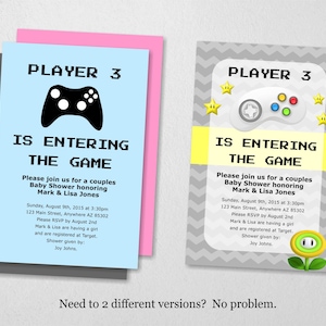 Video Game Invitation - Baby Shower - Instant Digital File Download ...