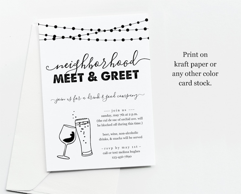 Neighborhood Meet & Greet Invitation Template, Printable Meet the ...